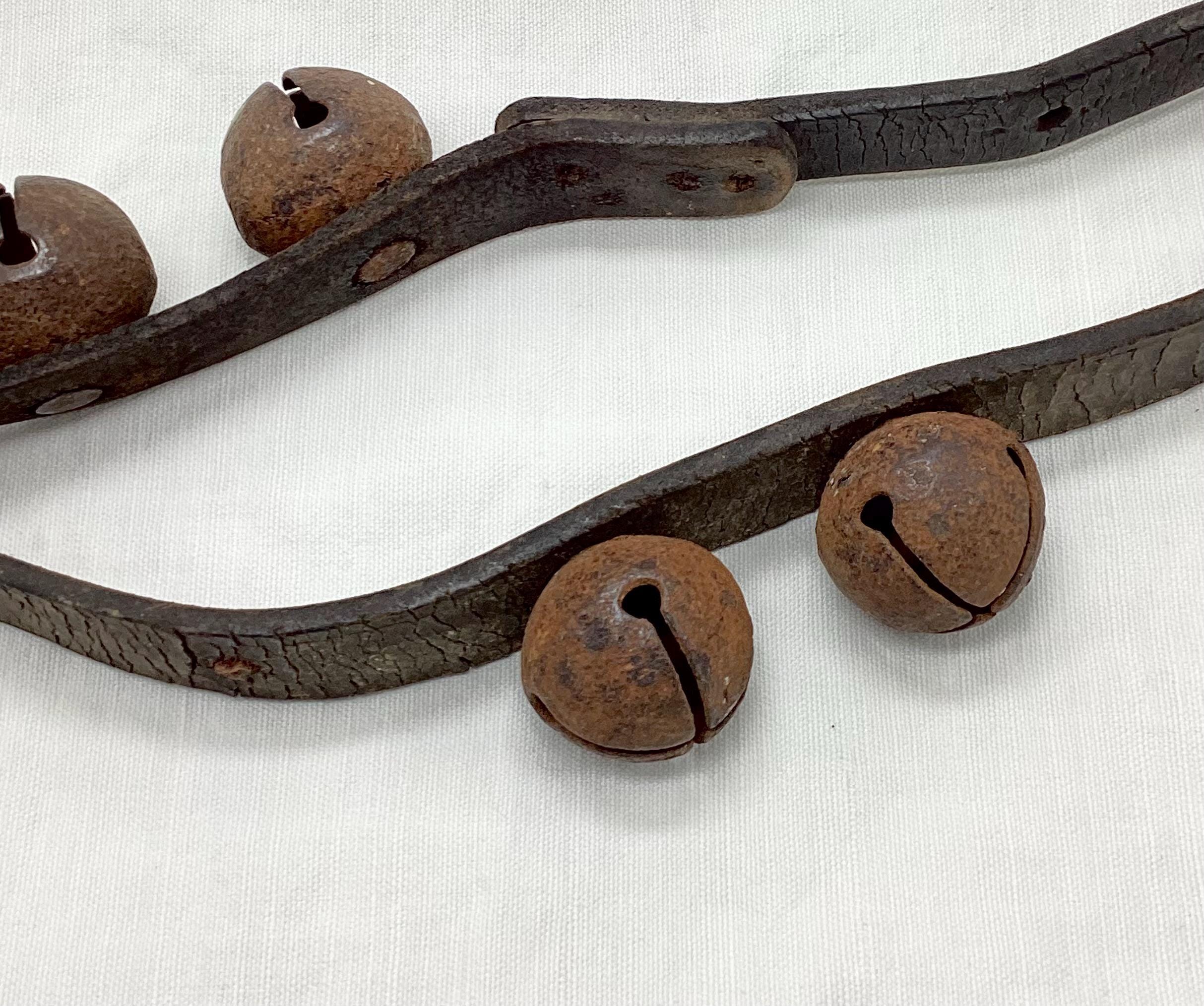 Antique Brass Sleigh Bells on Leather Strap - Etsy