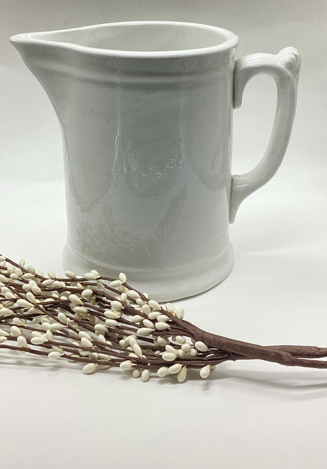 Heavy, Large-size, Vintage White Ironstone Water Pitcher in Classic ...