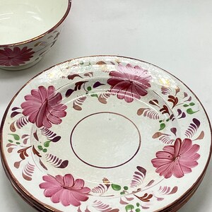 Rose Pink Hand-painted Lusterware Plates 4 Bowl - Etsy