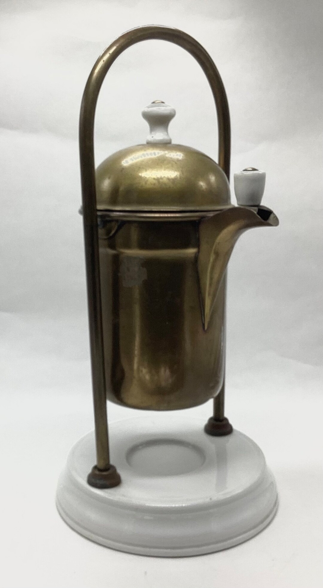 Antique Brass and Porcelain Coffee Percolator on Porcelain Base and ...