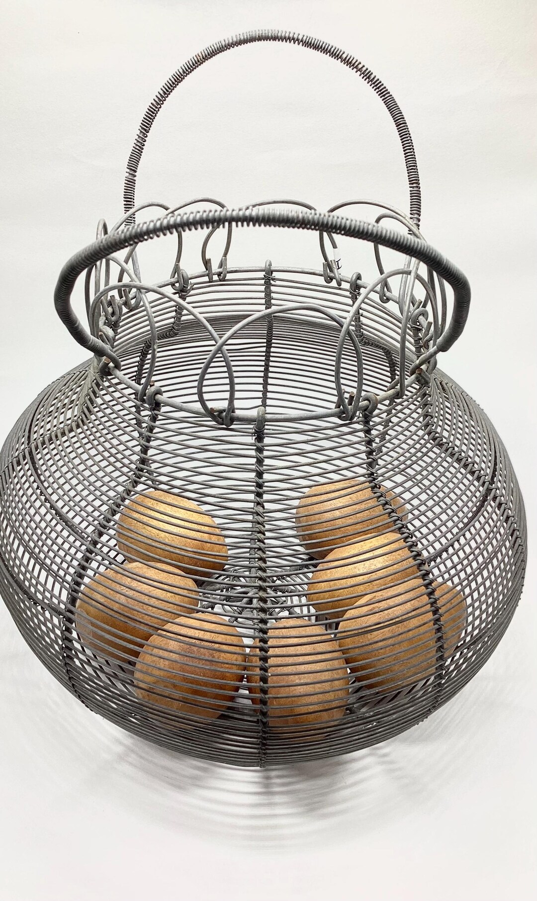 Vintage Wire Egg Gathering Basket Poss Handmade French - Etsy