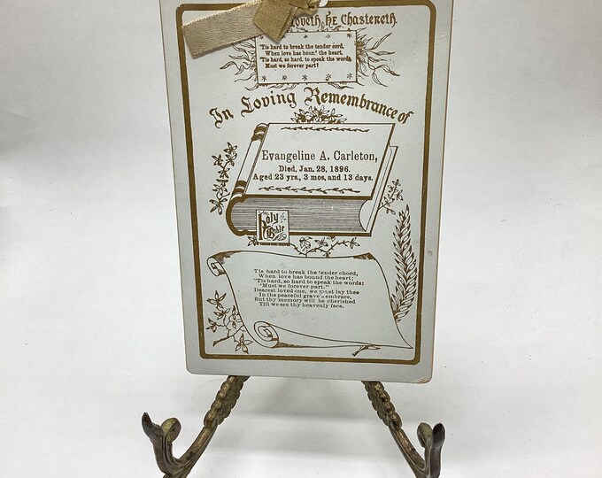 Rare White Victorian Mourning Funeral Card With Gold Bow - 1896 - Etsy