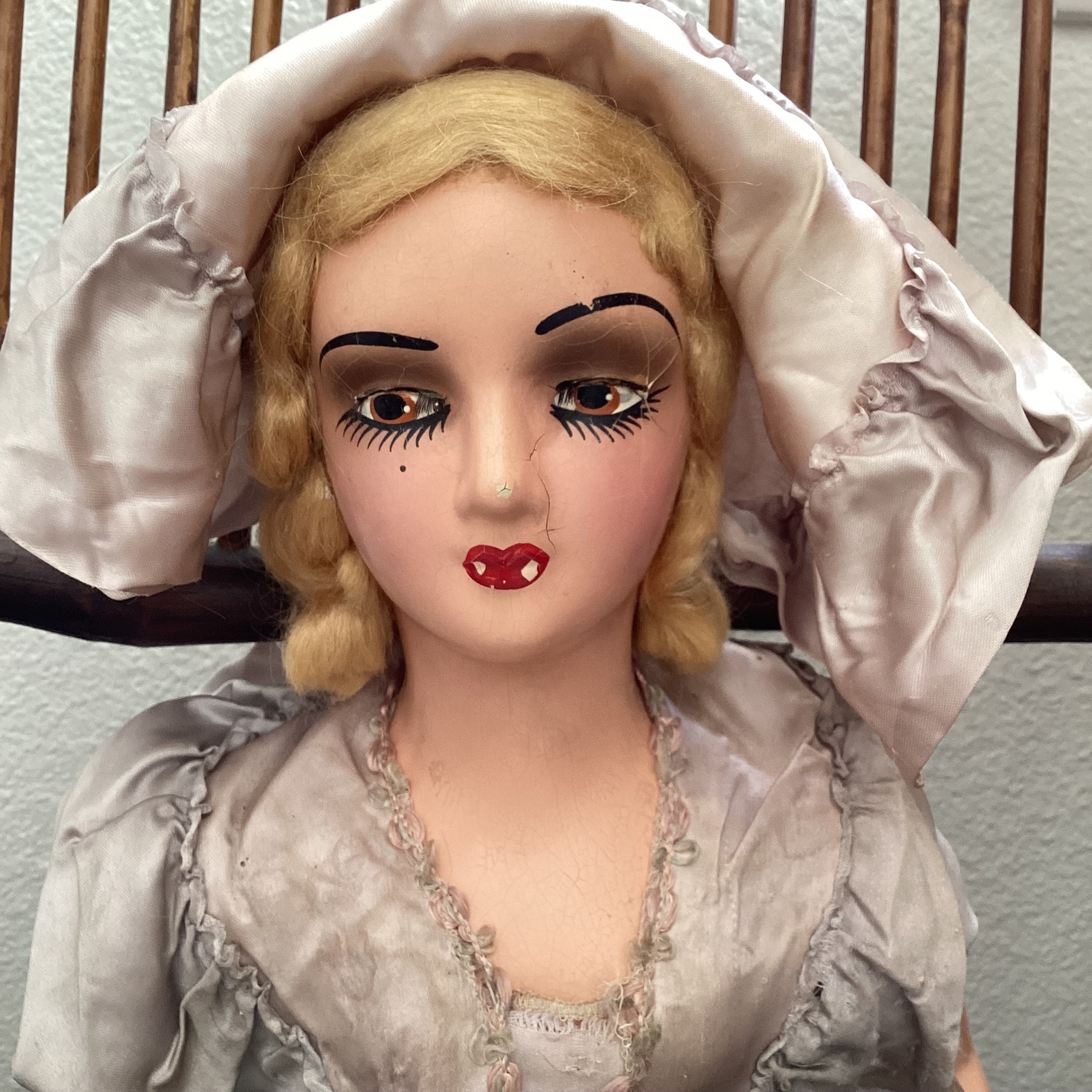 Original Art Deco Boudoir Doll - Composition Head and Limbs, Cloth Body ...