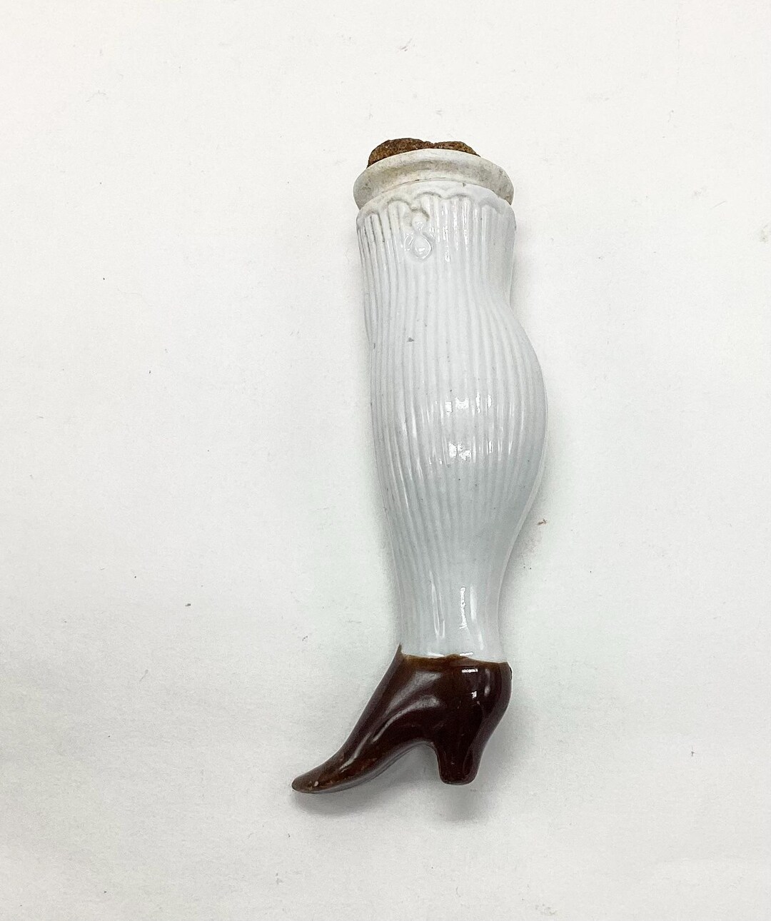 Original Victorian Porcelain Doll Leg and Foot - Ribbed Stockings ...