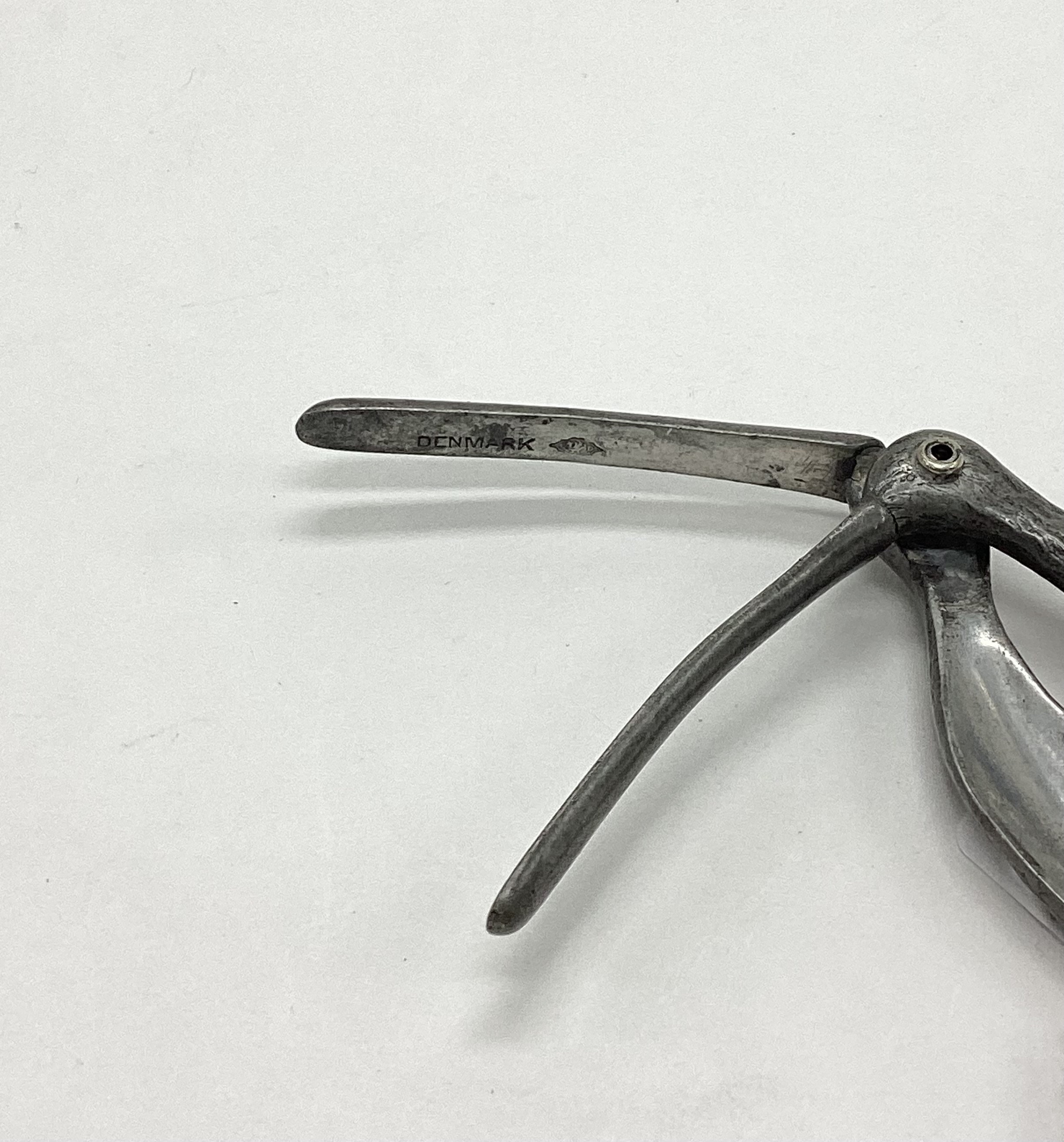 Victorian Stork Umbilical Cord Clamp Original Marked Denmark Silver ...