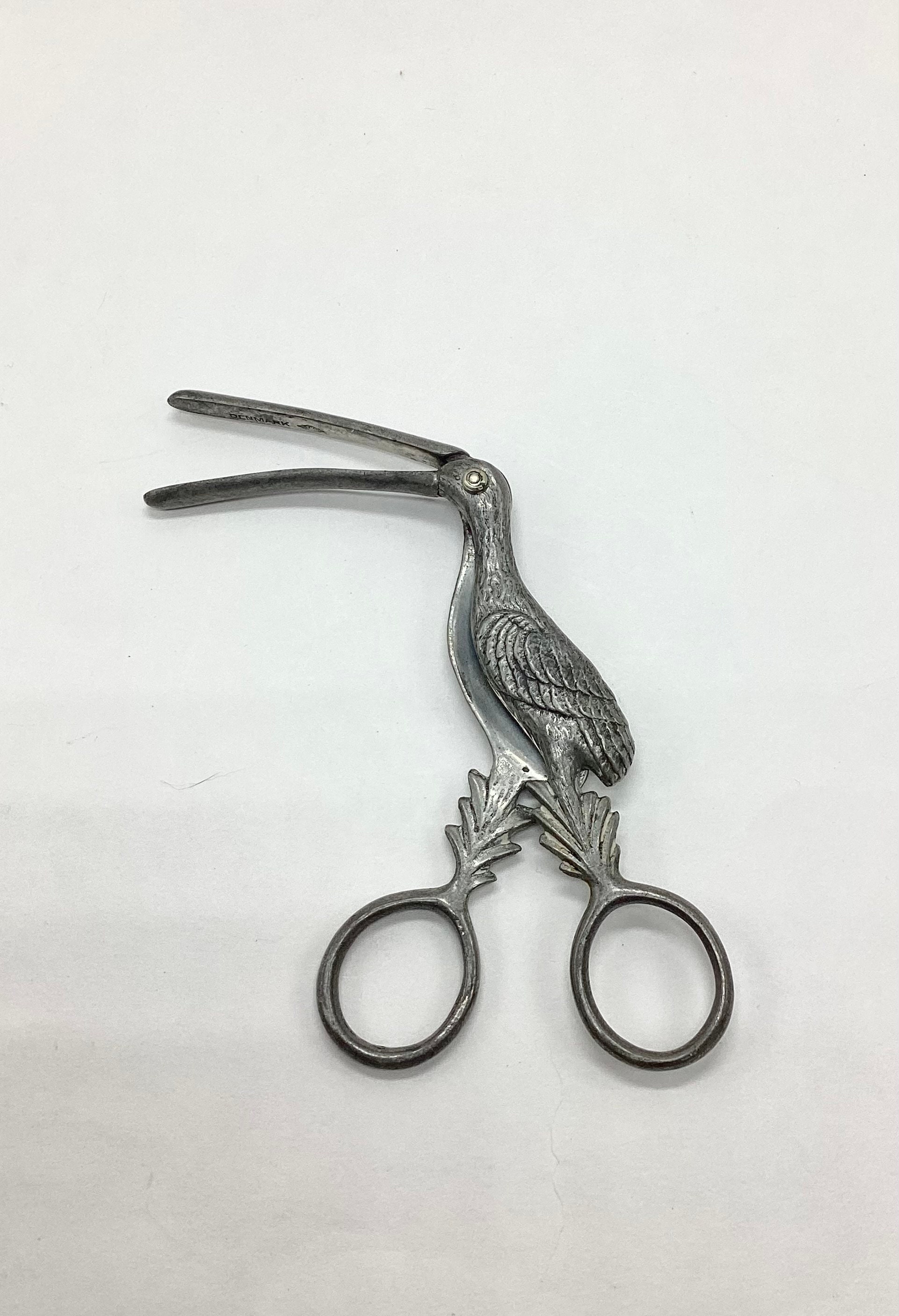 Victorian Stork Umbilical Cord Clamp Original Marked Denmark Silver ...