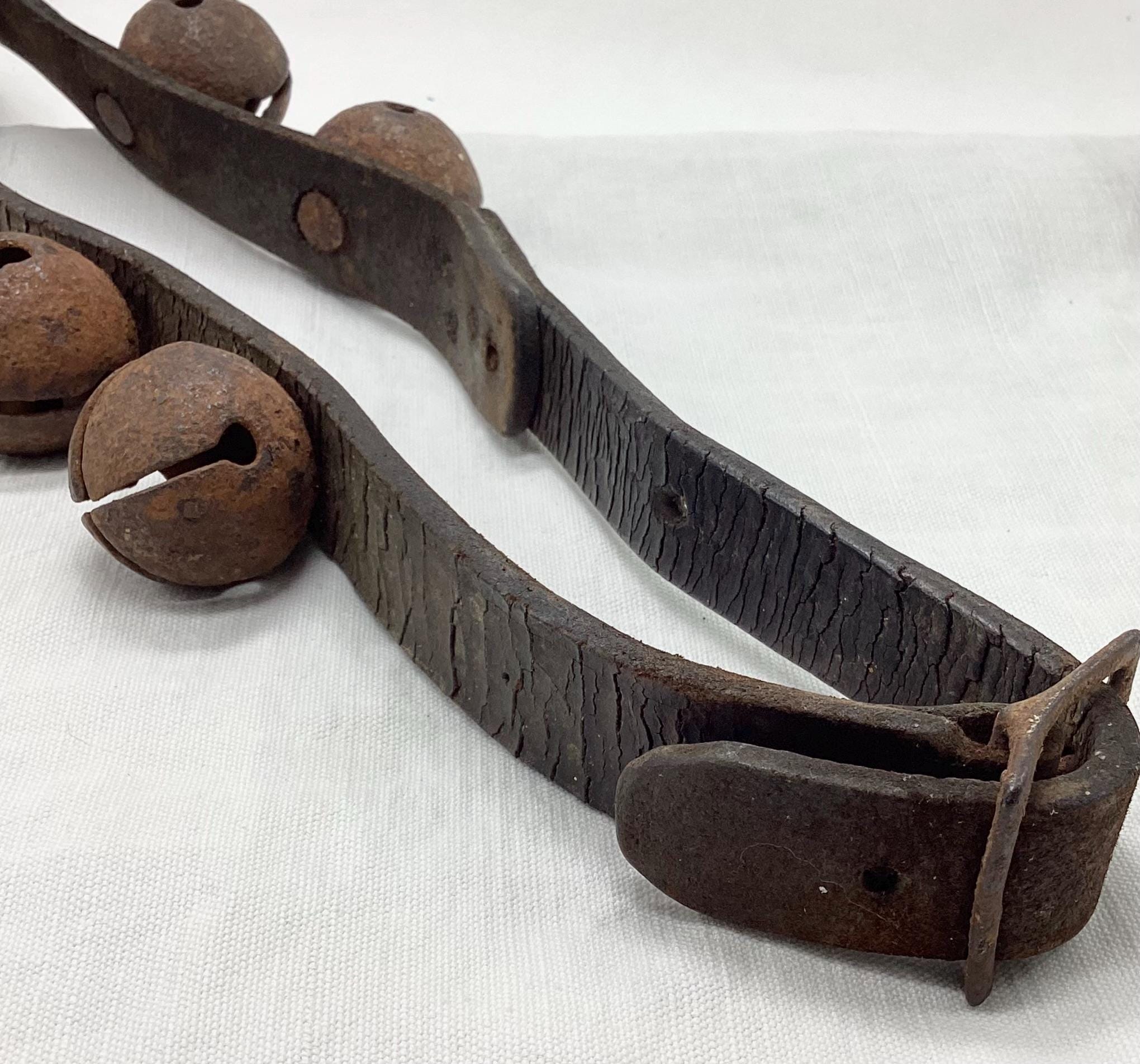 Antique Brass Sleigh Bells on Leather Strap - Etsy