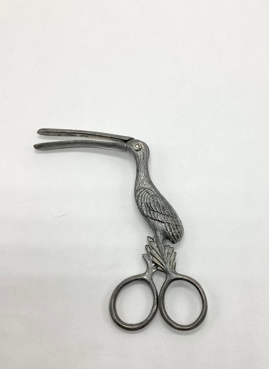 Victorian Stork Umbilical Cord Clamp - Original Marked Denmark Silver ...