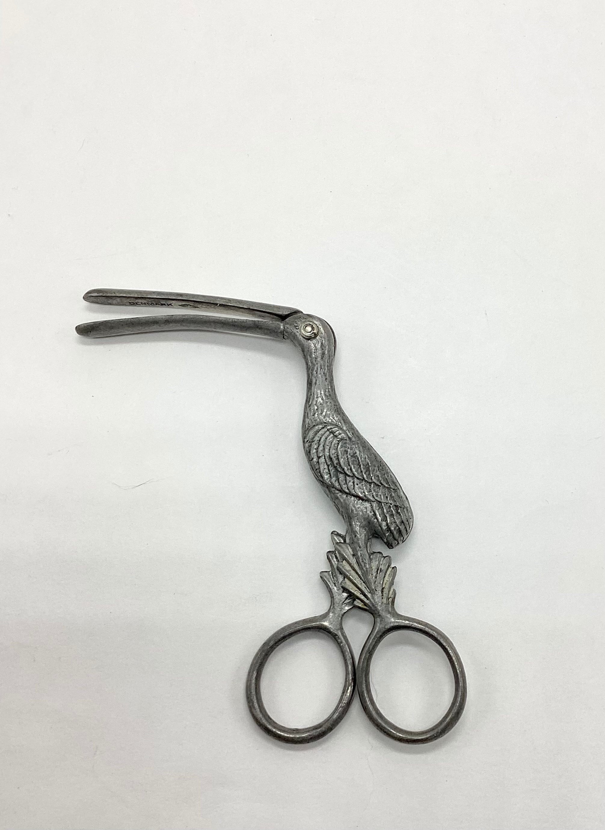 Victorian Stork Umbilical Cord Clamp Original Marked Denmark Silver ...