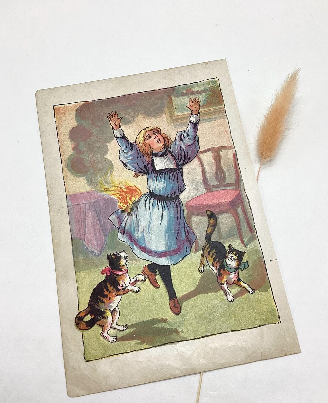 Late-victorian Full-color Bookplates of Girl and Cats - "pauline and ...