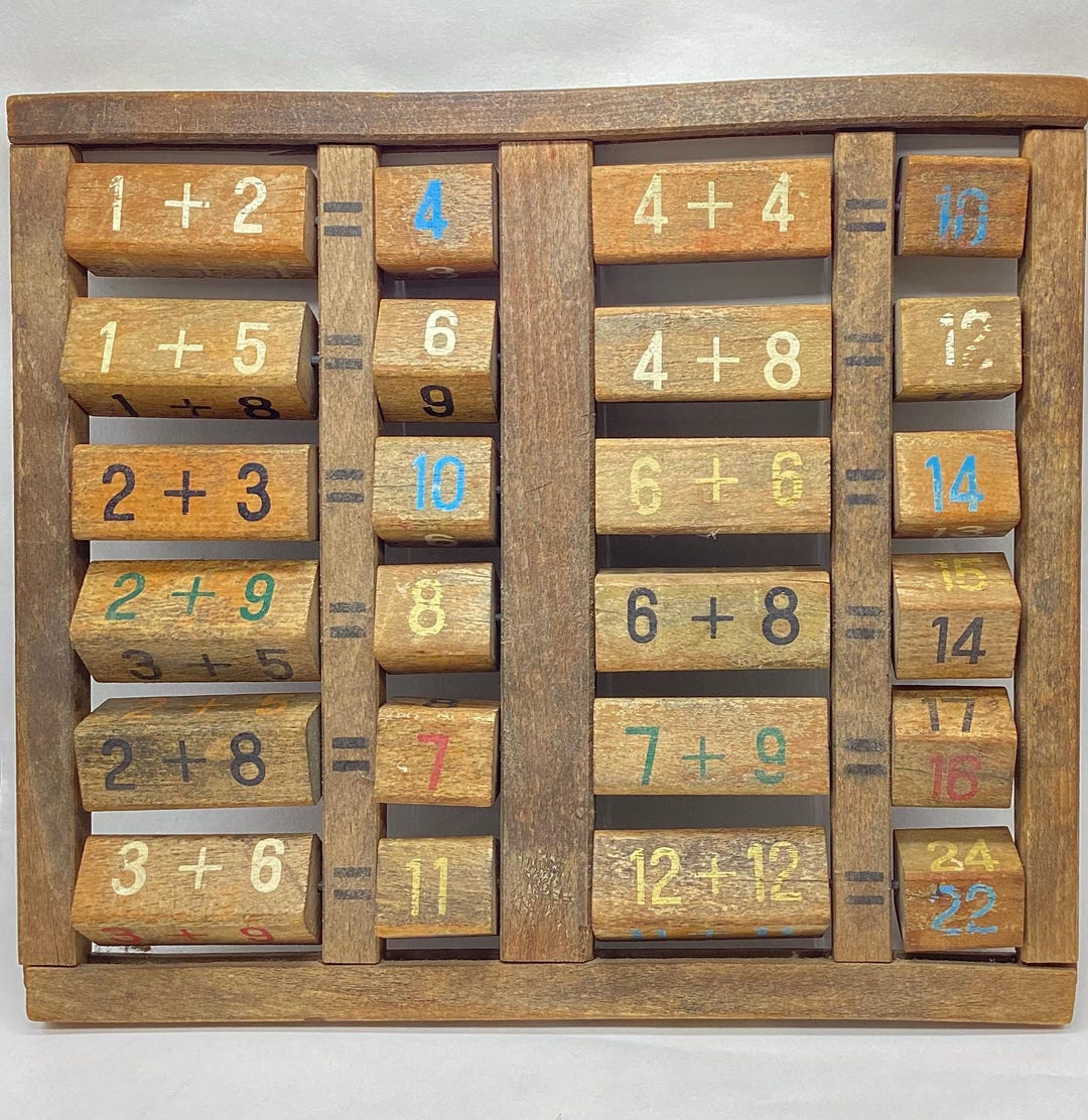 Vintage Wooden Block Mathematics Addition Toy - Etsy