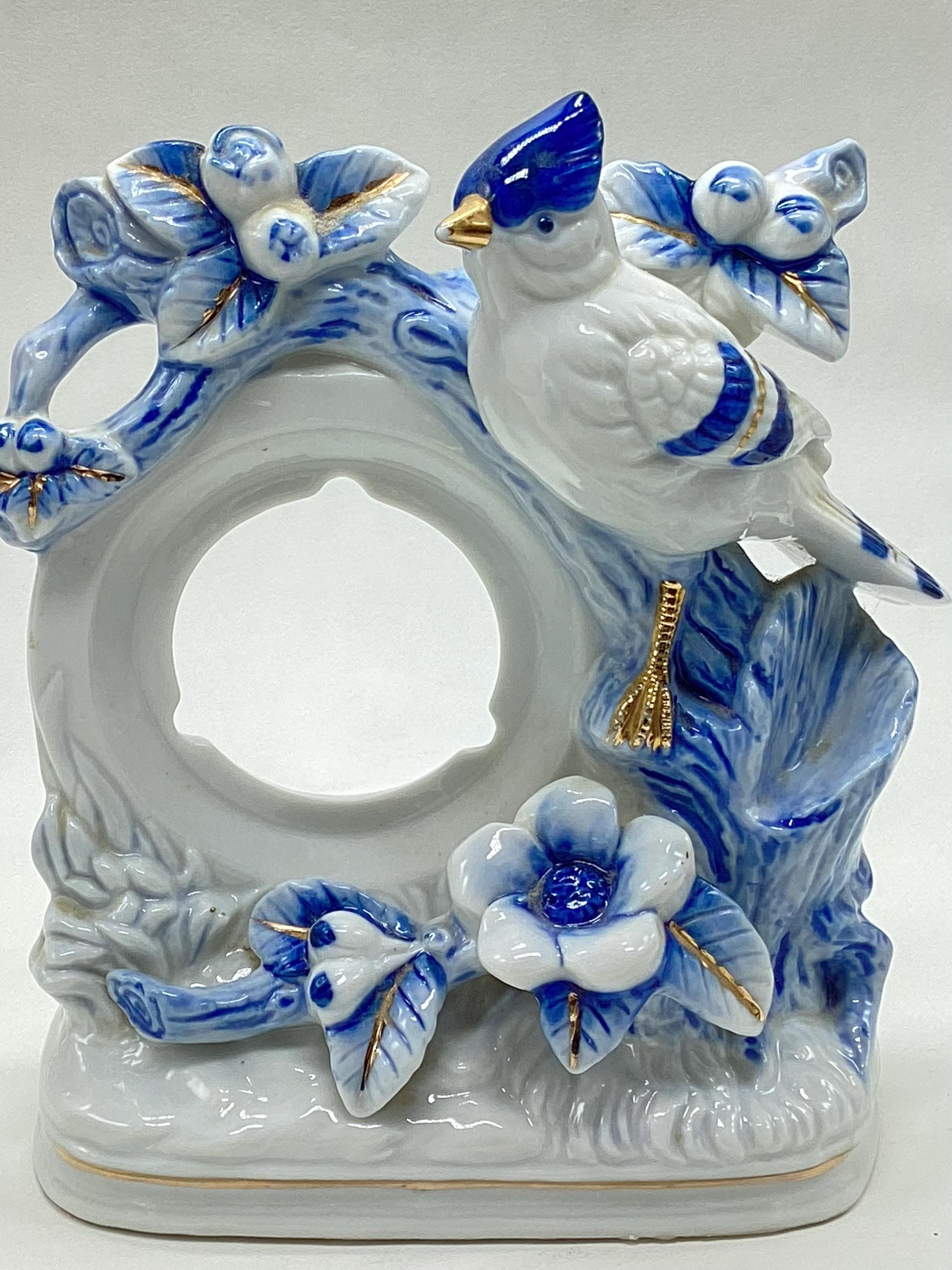 1950s-1960s Ceramic Bluebird Clock Face or Frame Figurine Stamped Japan ...