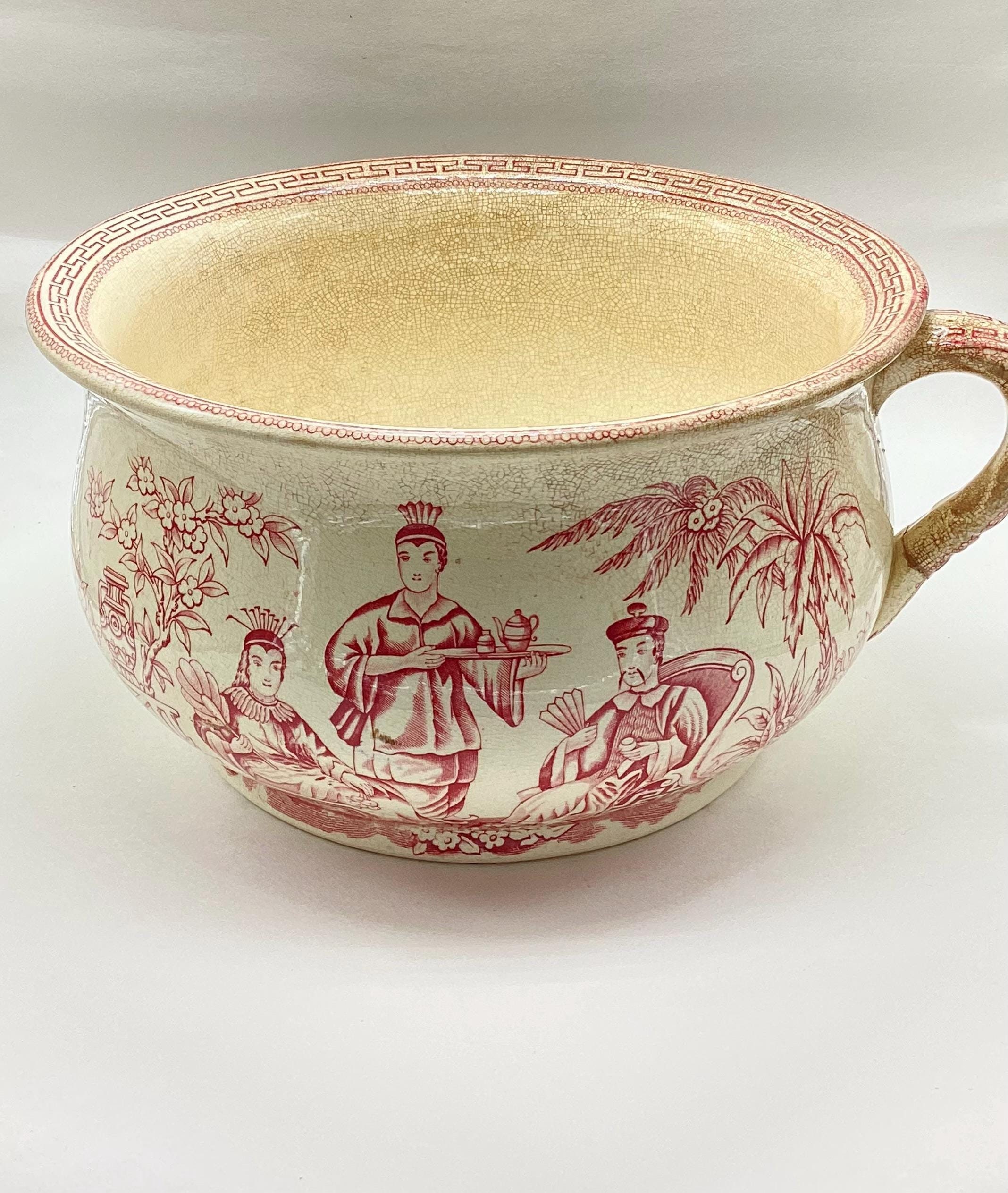 Chinese Export Victorian Red Transferware Chamber Pot - Etsy