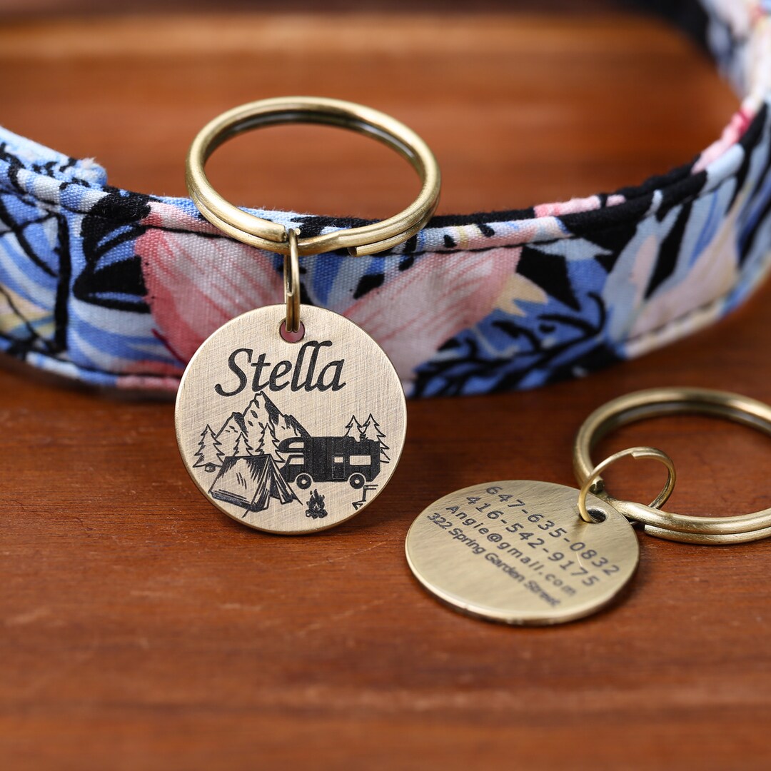 Double Sides Personalized Camping Scene Spot Dog Tag Hand - Etsy