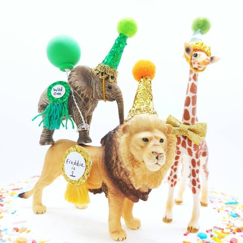 Set of Party Hats for Your Cake Topper Animals Removable | Etsy UK