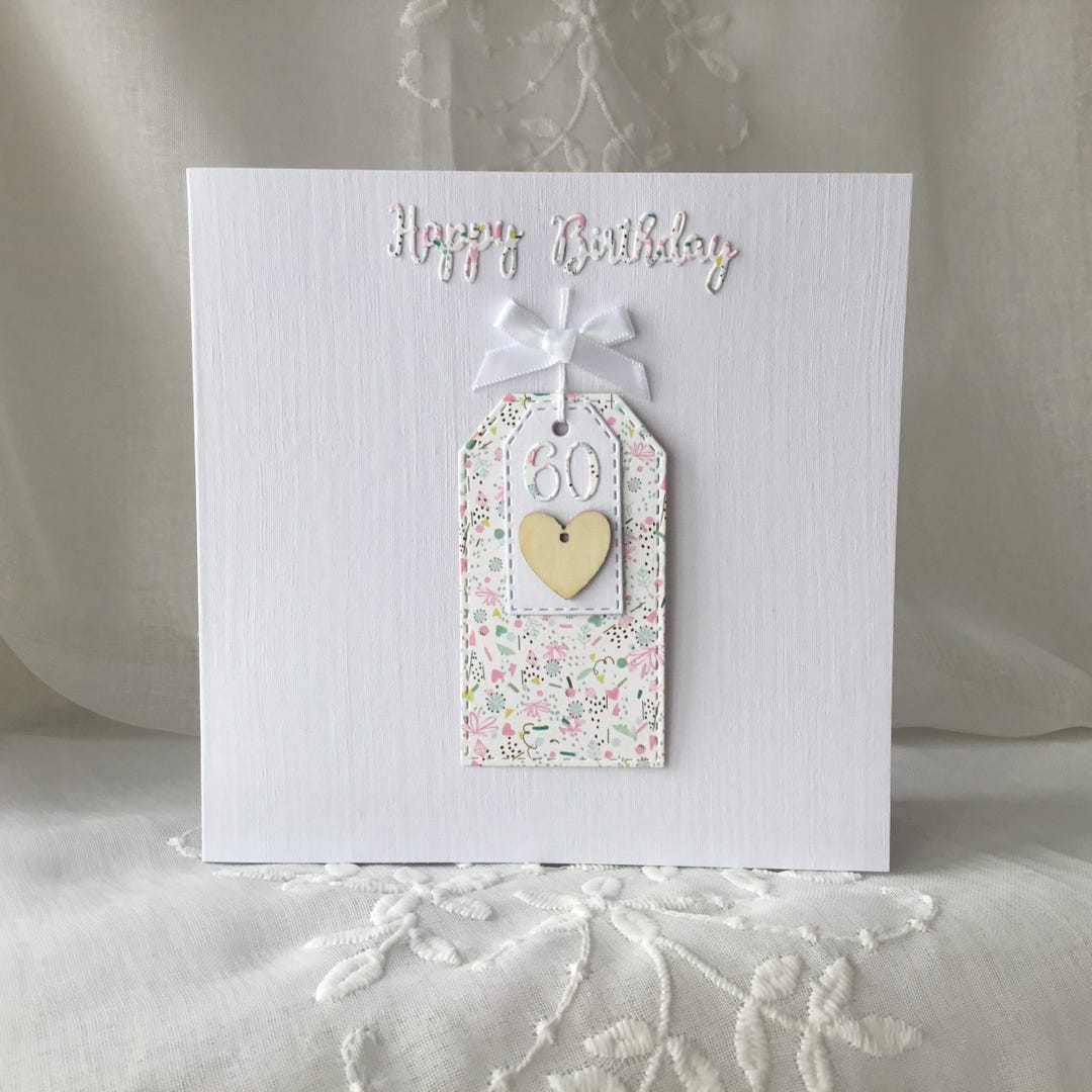 60th Birthday Card Female, Handmade Minimalist 60th Card ...
