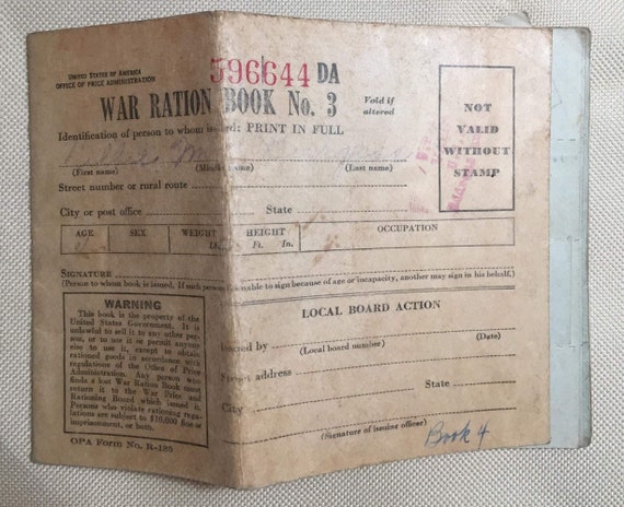 WW2 Food Rations Booklet - Etsy
