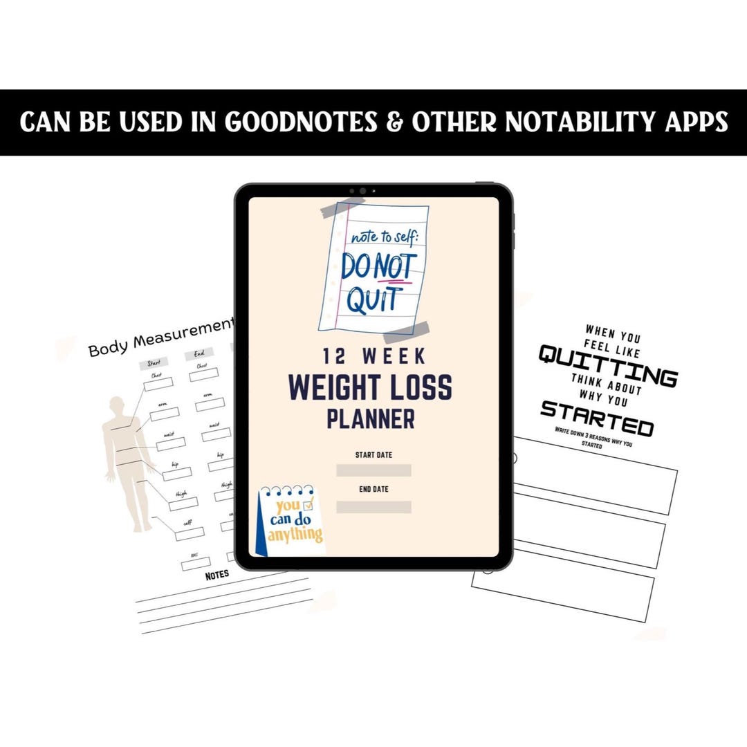 12 Week Weight Loss Planner | Printable Fitness Journal PDF | Body ...