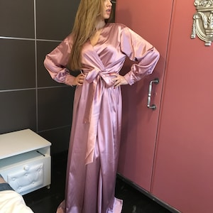 Satin Long Robe | Bridesmaid Satin Long Dress | Bridal Robe | Wedding ...