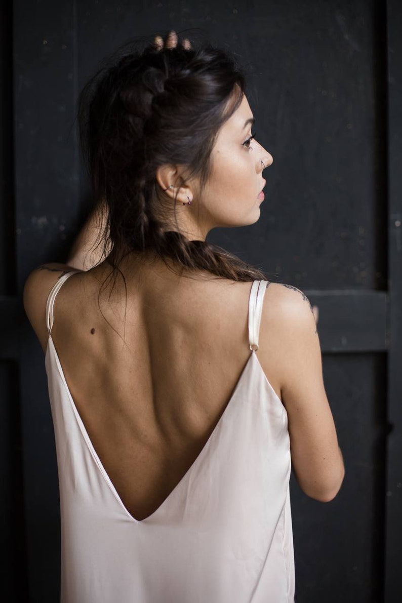 Long Silk Gown With Open Back Long Silky Nightgown Silky - Etsy