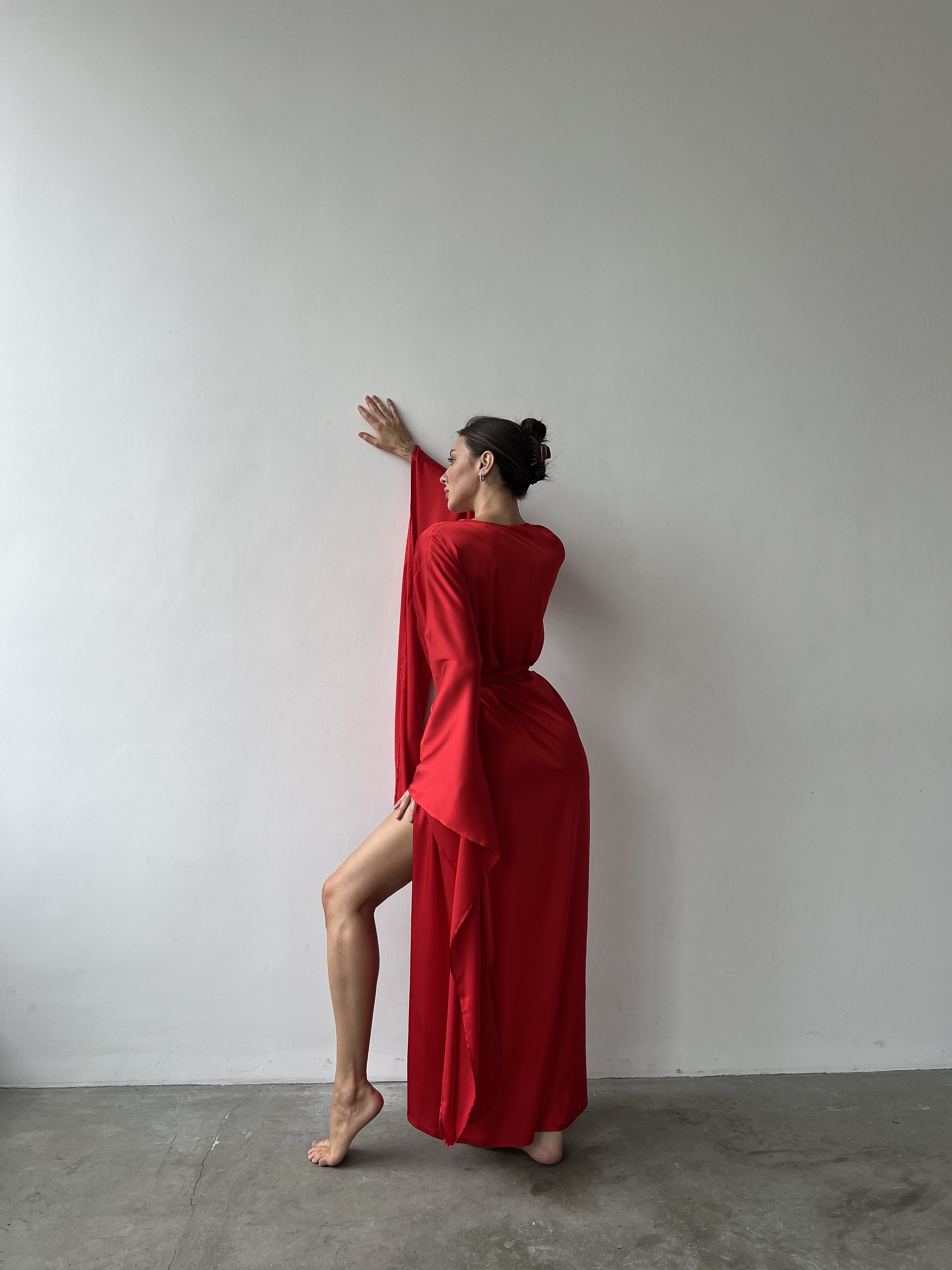Goth Kimono Robe With Extra Long Sleeves | Red Robe | Gothic Style Robe ...