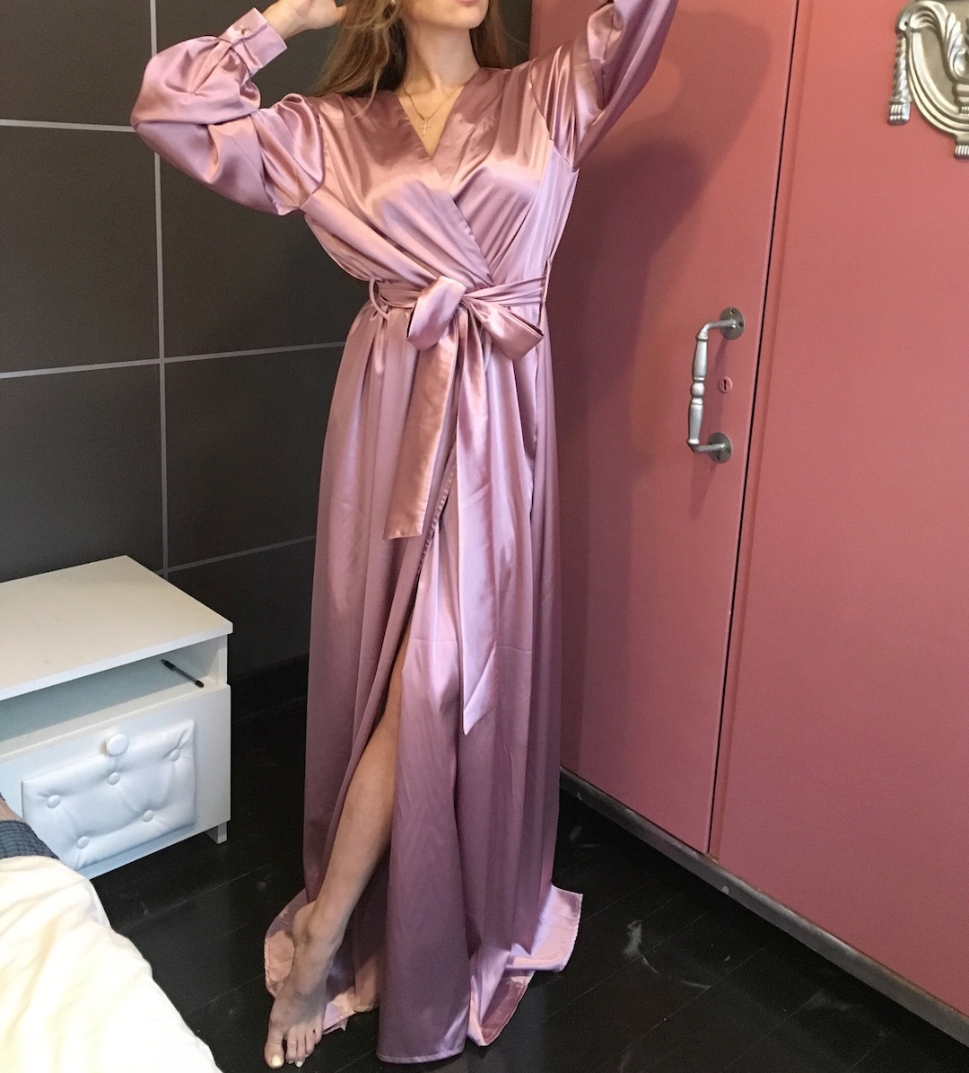 Satin Long Robe | Bridesmaid Satin Long Dress | Bridal Robe | Wedding ...