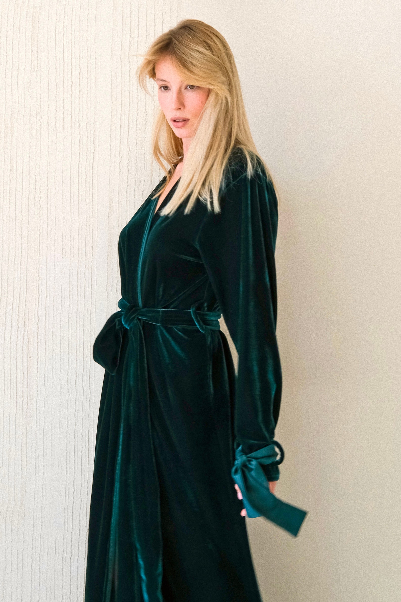 Velour Long Robe Velvet Robe Warm Robe Maxi Velour Dress Women's Robe ...