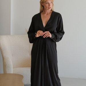 Women's Long Silky Robe | Black Silky Long Robe | Wedding Robe ...