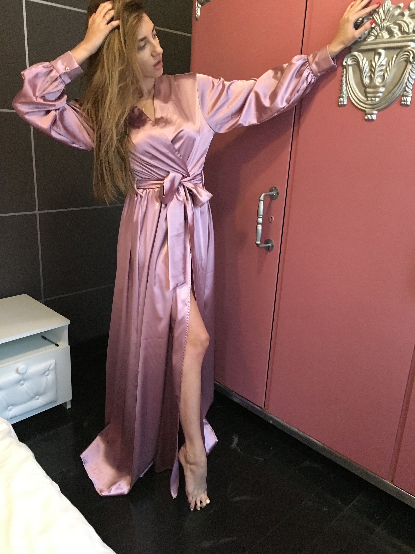 Satin Long Robe Bridesmaid Satin Long Dress Bridal Robe - Etsy