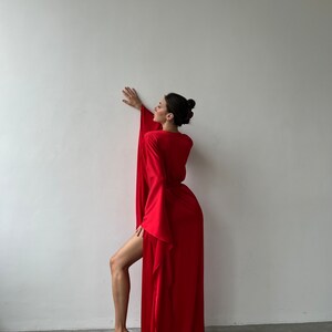Goth Kimono Robe With Extra Long Sleeves | Red Robe | Gothic Style Robe ...