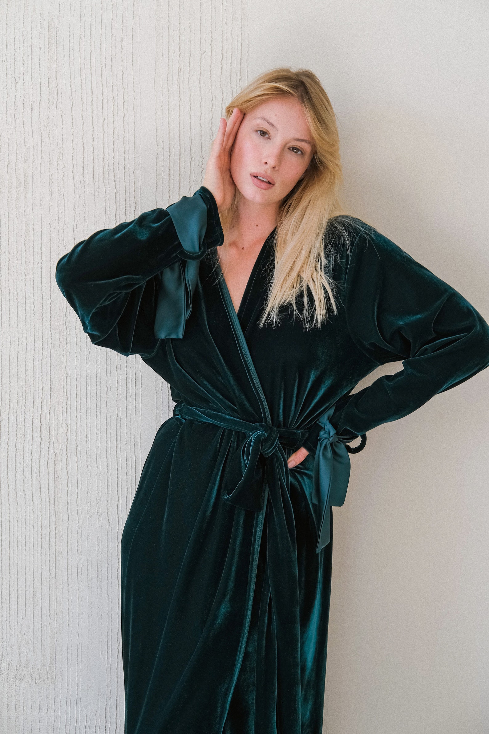 Velour Long Robe Velvet Robe Warm Robe Maxi Velour Dress Women's Robe ...