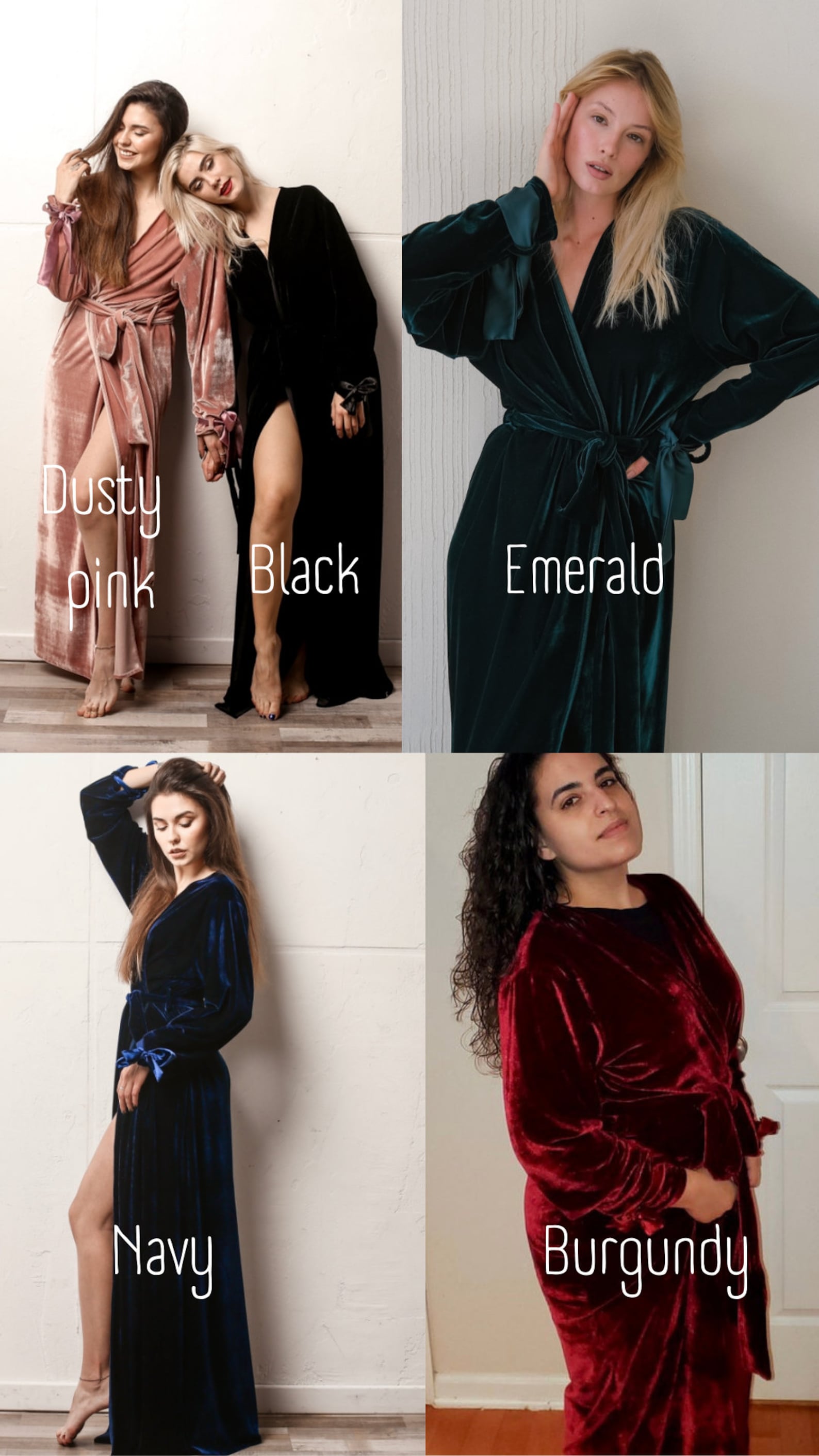 Velour Long Robe Velvet Robe Warm Robe Maxi Velour Dress Women's Robe ...