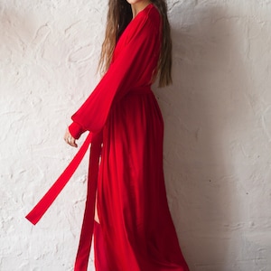 Silk Long Robe | Women's Silk Maxi Robe | Red Dress | Wedding Silk Robe ...