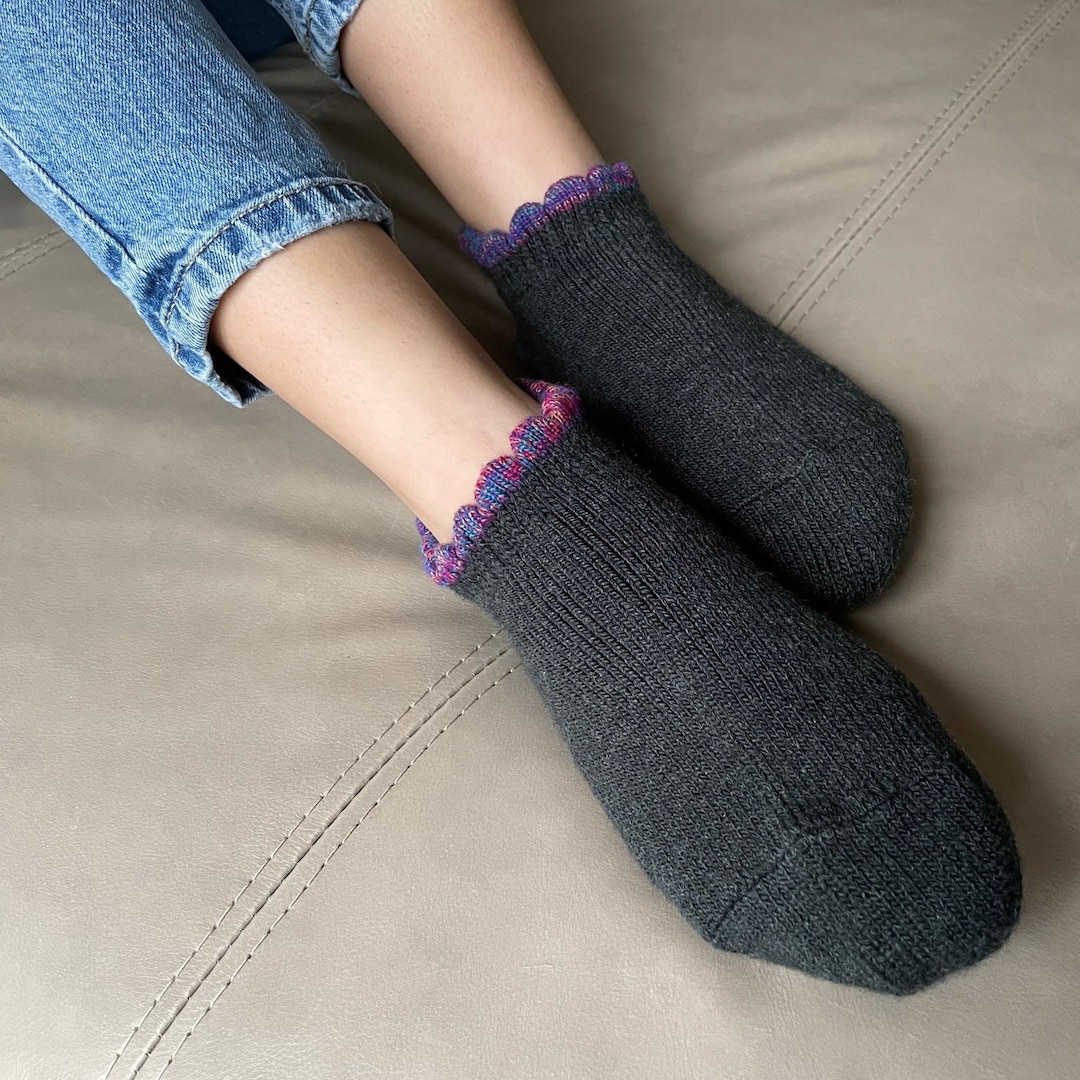Thermal Wool Blend Slipper Socks | Soft Shell Shaped Trim | With Grips ...