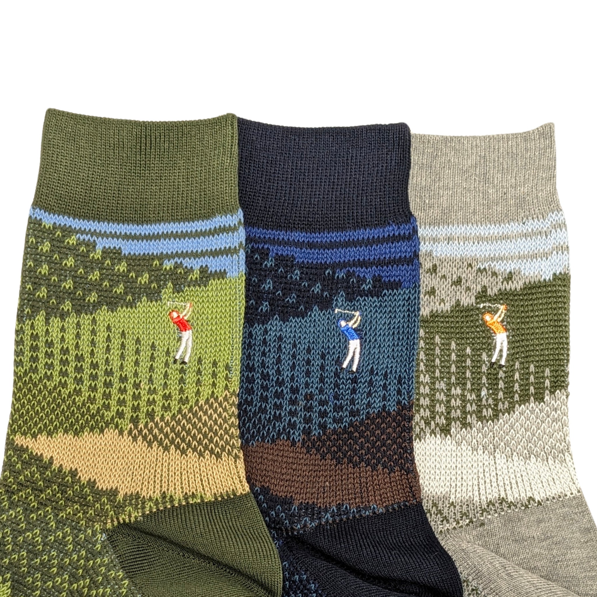 Organic Cotton Blend Golf Embroidery Everyday Crew Socks Large Khaki ...