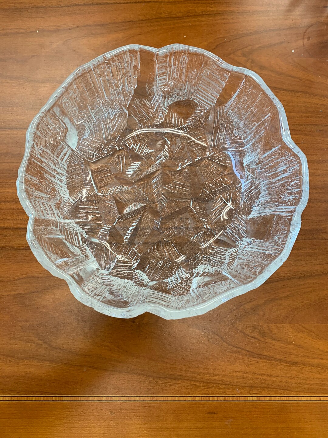 Ice Bark Bowl 9” Diameter Mid Century Hoya Fluted Edge - Etsy