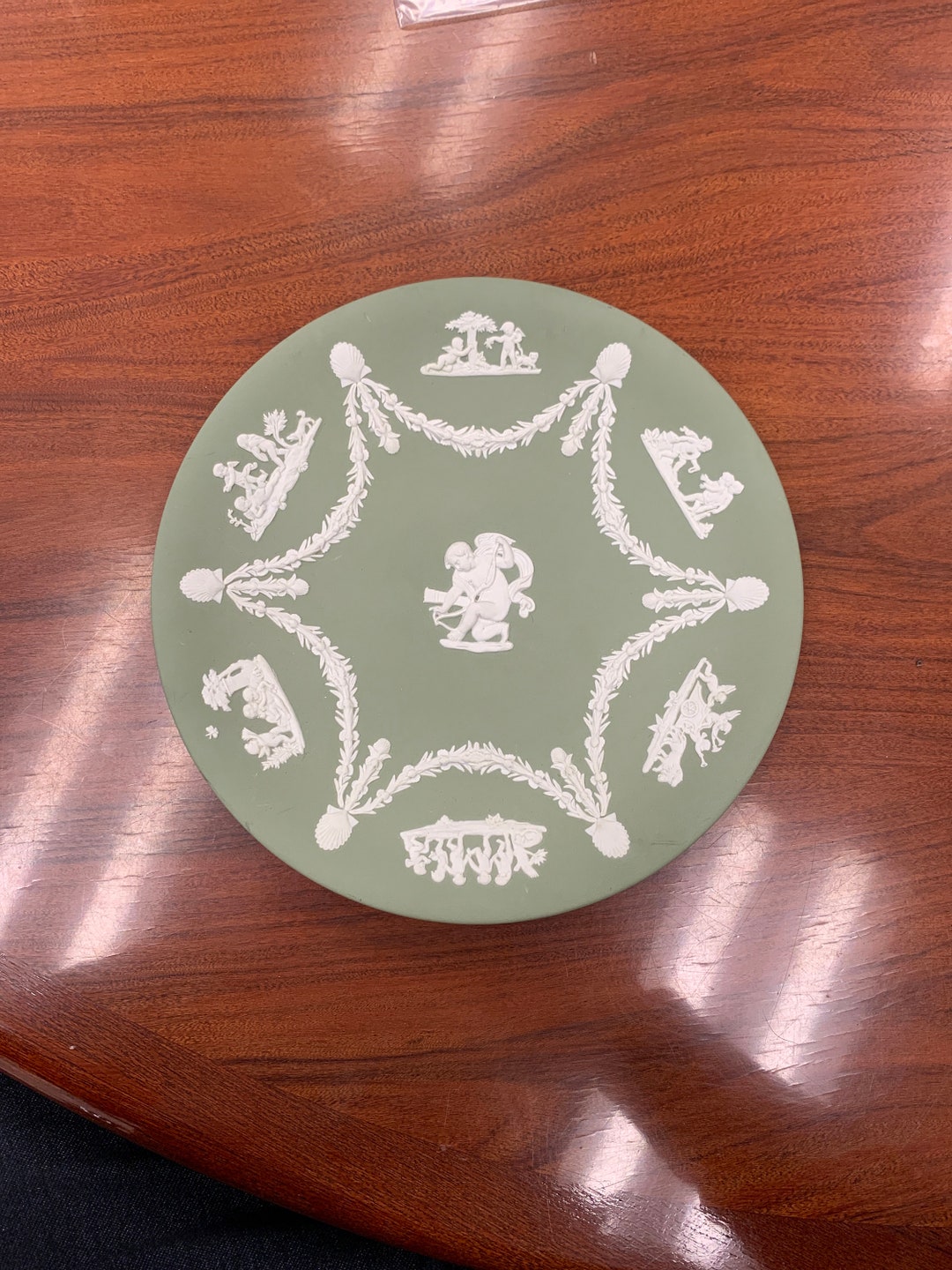 Wedgwood Plate Sage Green Jasperware CHERUB Pattern 1960 - Etsy