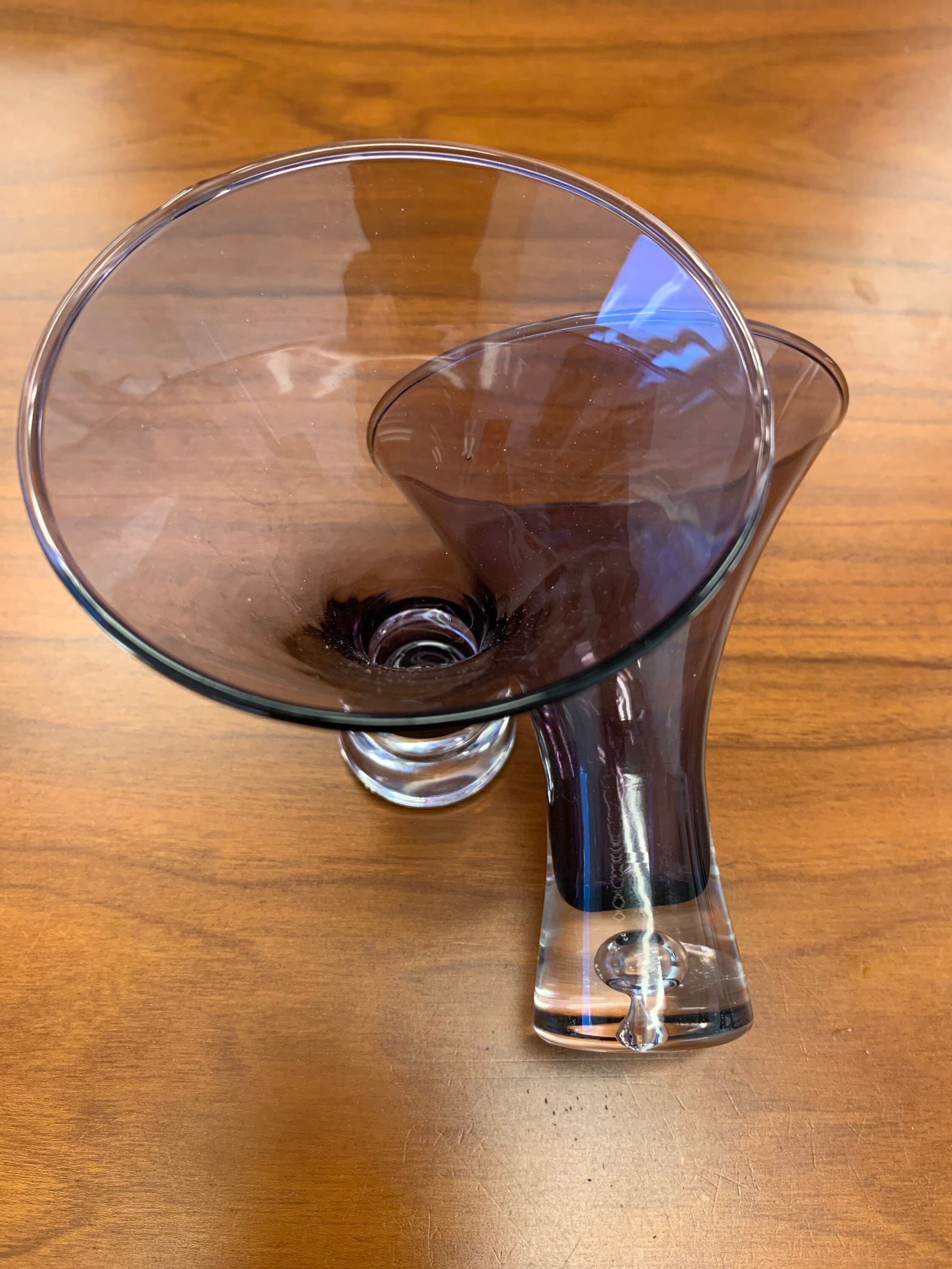 Flared Cocktail Martini Retro Gem Purple Bubbled Base-bril 3,5 oz Jaren ...