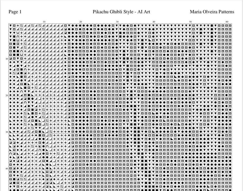 Pikachu Ghibli Style - AI Art - PDF Cross Stitch DIGITAL Pattern - Etsy