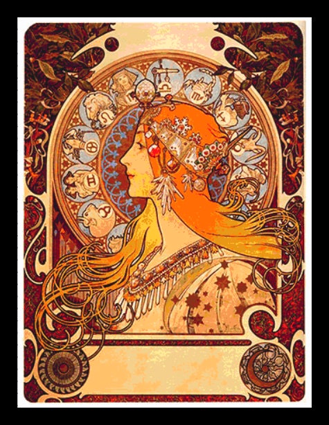 Zodiac - Alphonse Mucha (1896) - PDF Cross Stitch DIGITAL Pattern - Etsy