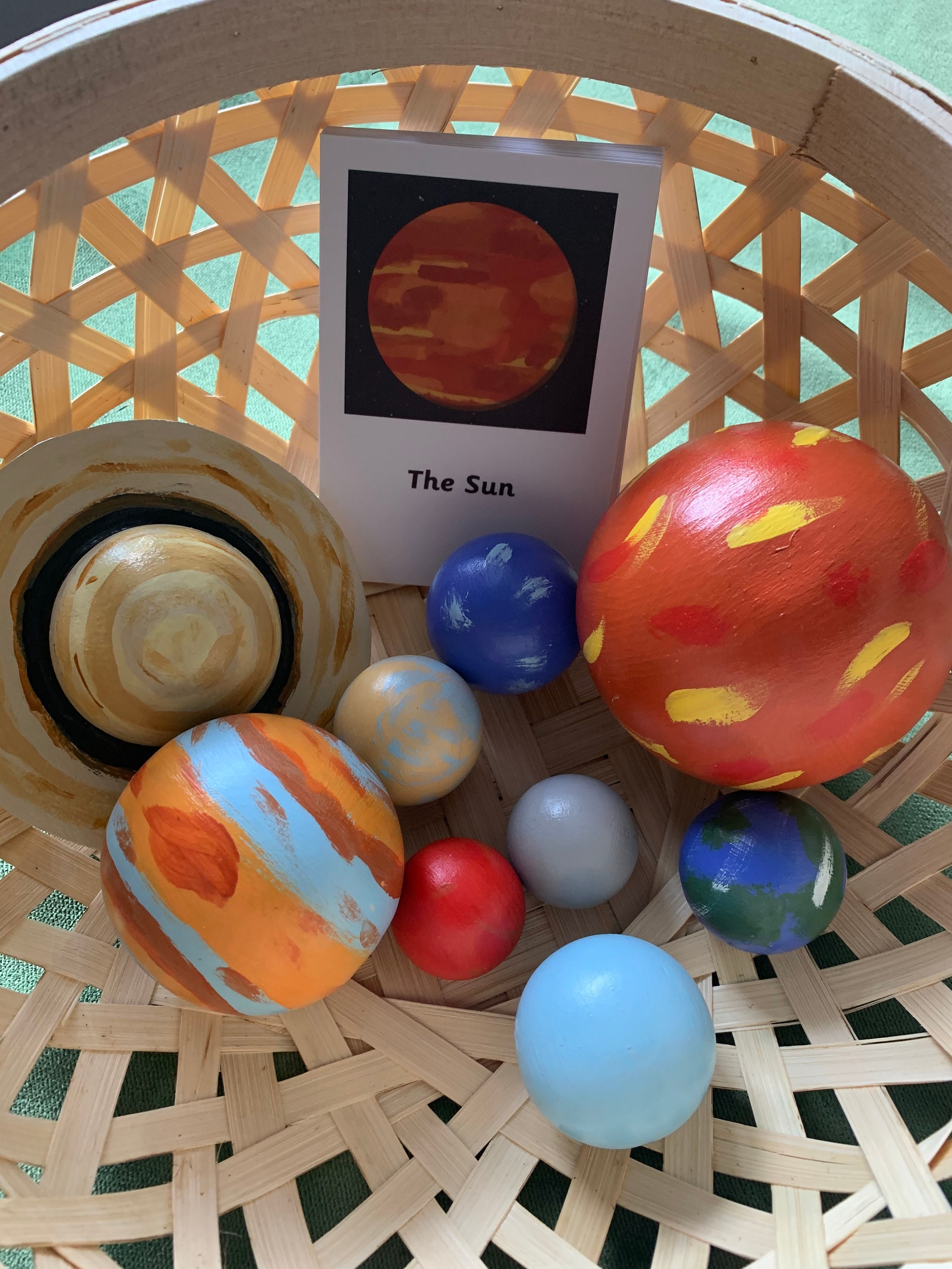 Hand Painted Wooden Solar System Figures Montessori Planets - Etsy UK