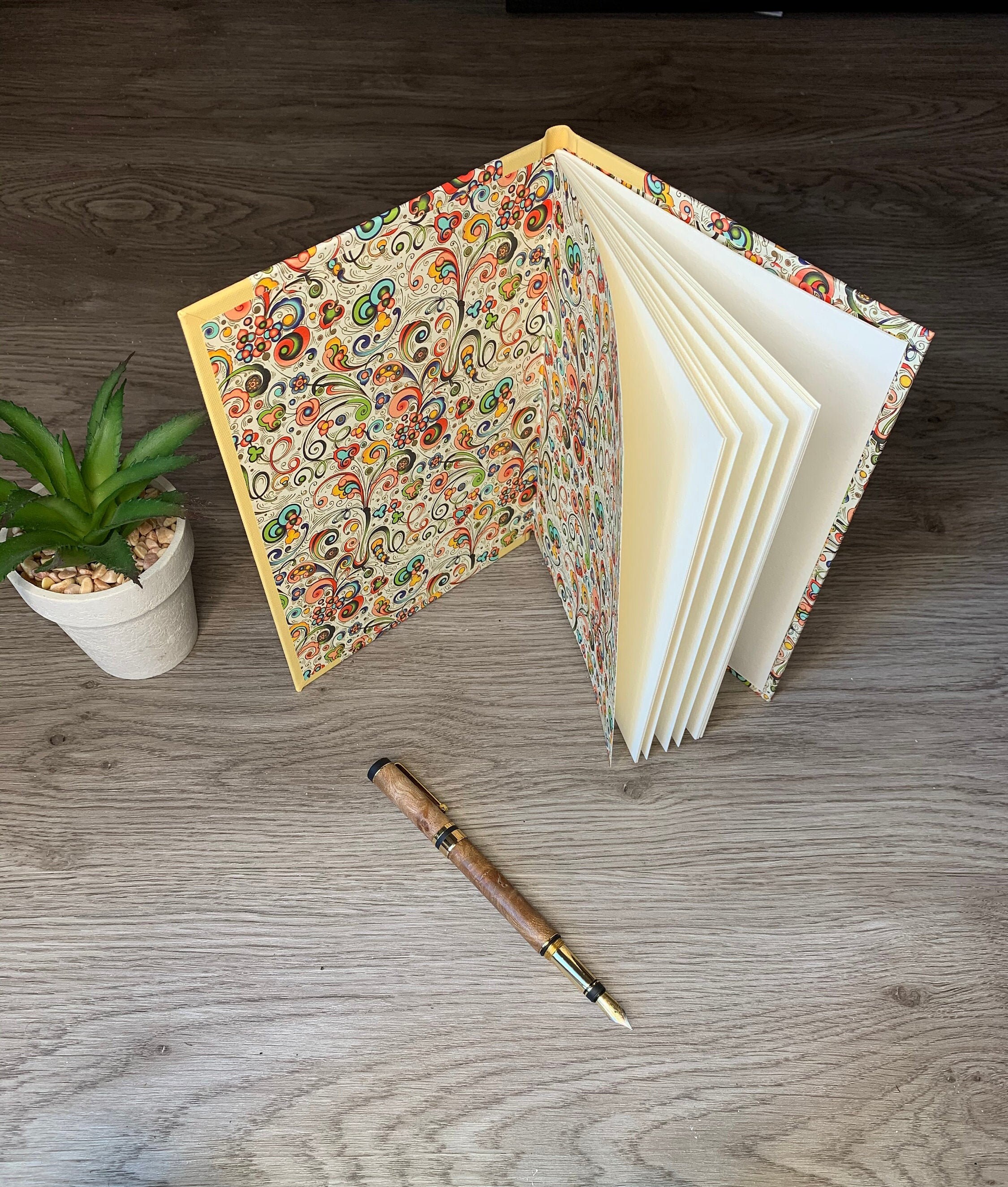 A5 Handmade Notebook Plain Paper With Decorative Rossi Sides - Etsy