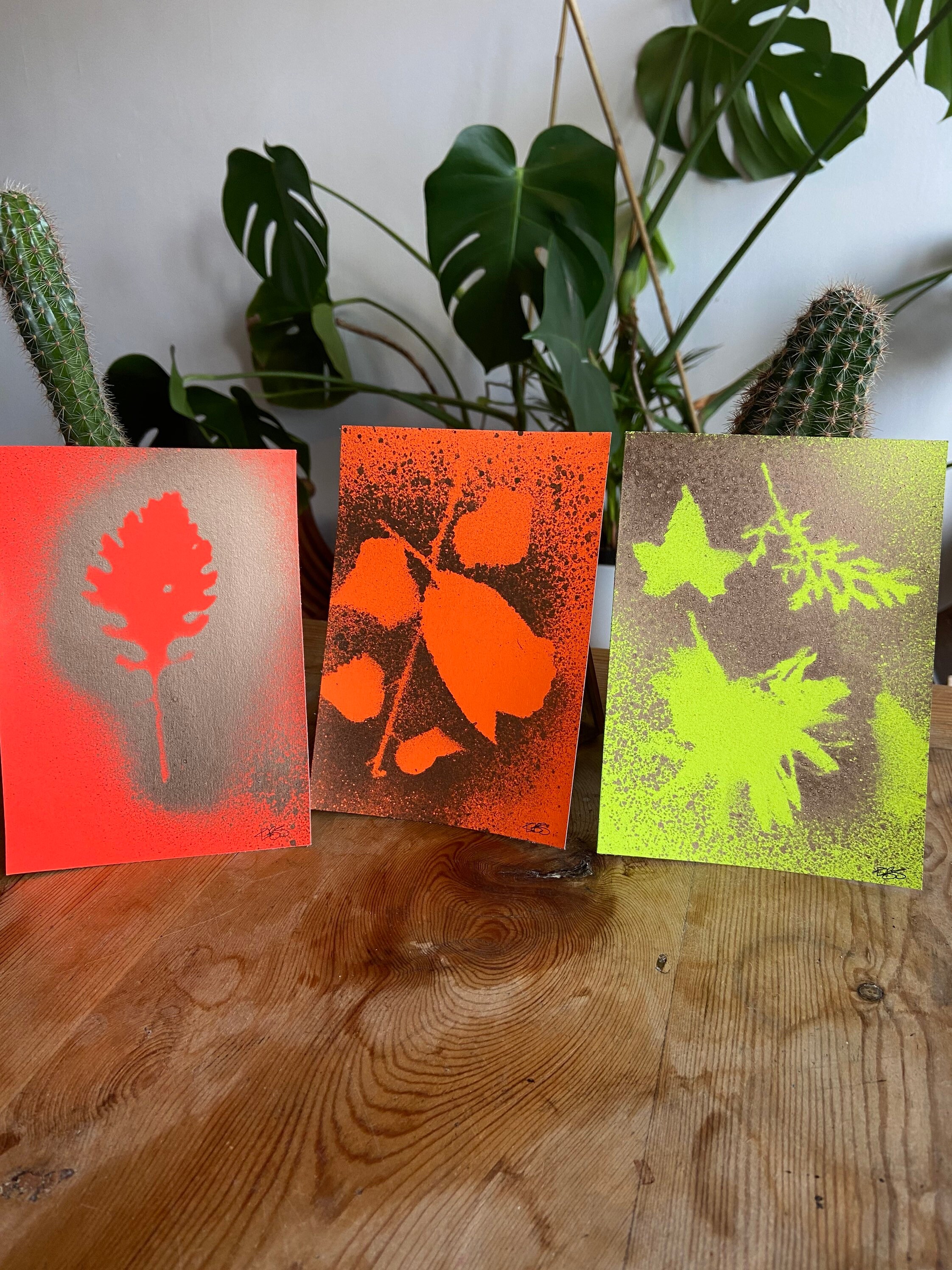 SPRING SET of Three A6 Gold Spray Paint Floral Design - Etsy