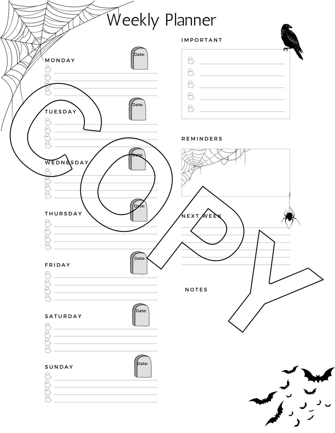 Spooky Weekly Planner - Etsy