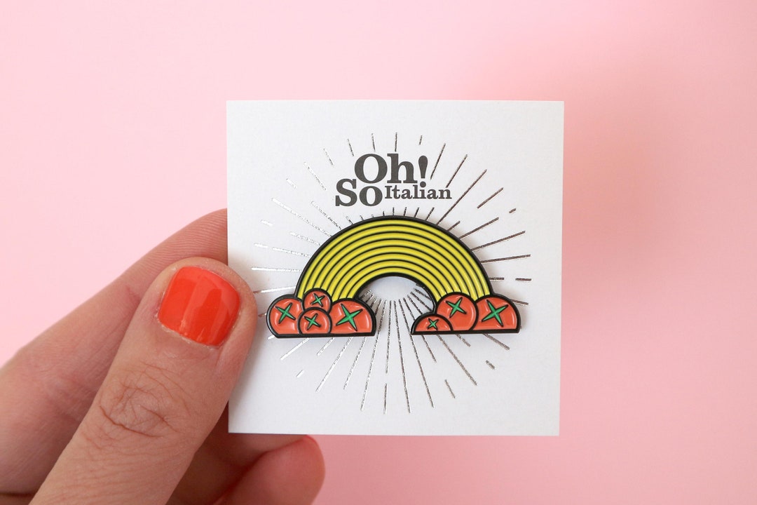 Spaghetti Rainbow Pin - Enamel Pins - Italian AF - Cute Pins - Food Pin ...