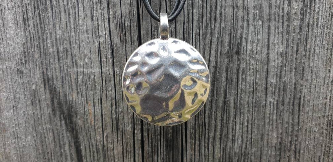 SNOW MOON AMULET Round Full Moon Amulet Made of Metal With Leather ...