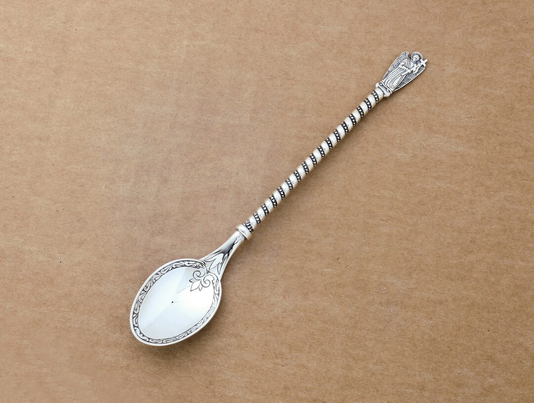 Silver Baby Spoon Guardian Angel Baby Spoon Baby Gift Christening Spoon ...
