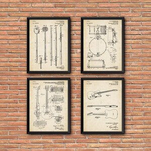 Musical Instrument Patent Prints Set of 4, Music Patent Prints, Set of ...