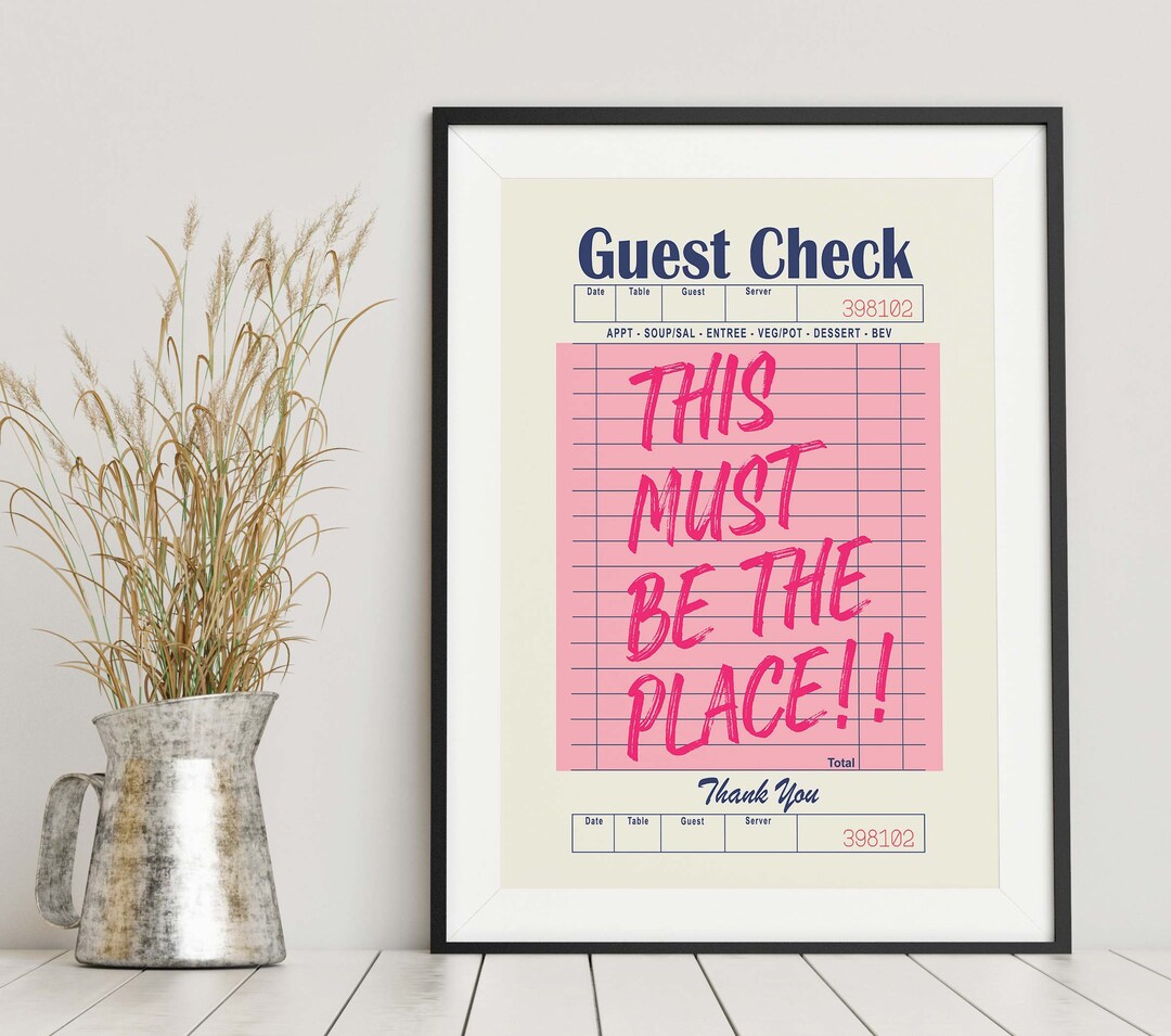 Guest Check Print, Dorm Room Wall Art, Cute Dorm Room Wall Decor ...