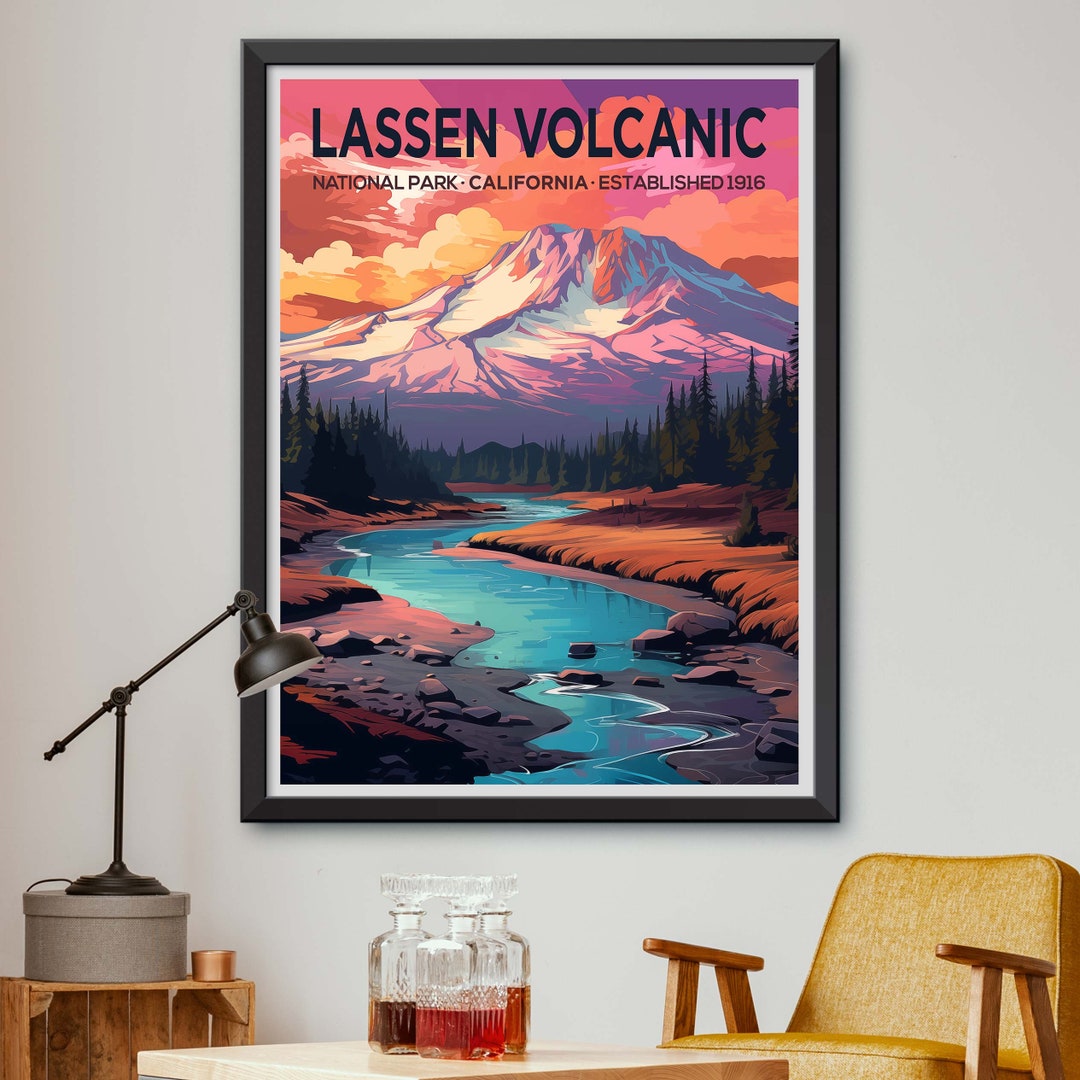 Lassen Volcanic National Park Illustration - Vibrant Nature Art Print ...